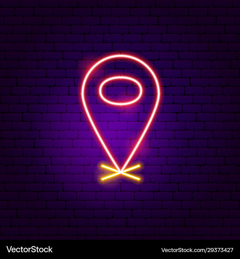 Navigation pin neon sign Royalty Free Vector Image