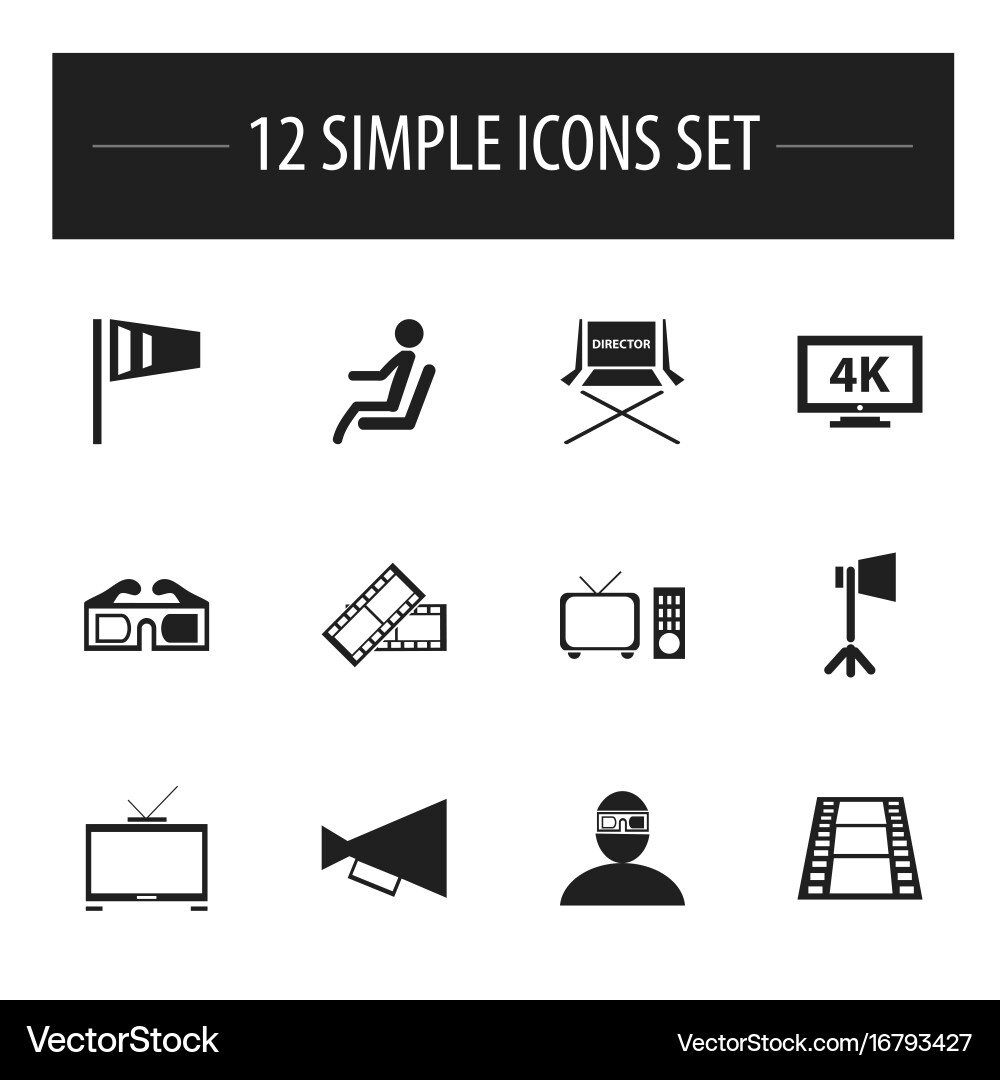 Set 12 editable filming icons includes symbols Vector Image