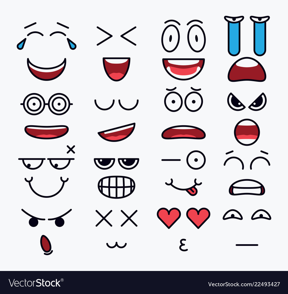 Smile constructor different elements for emotion Vector Image