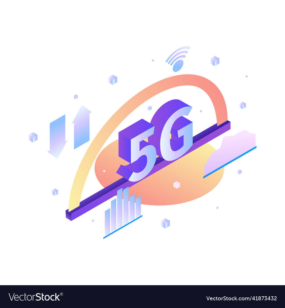 5g technology isometric composition Royalty Free Vector