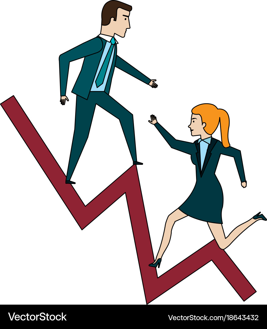 Businesspeople with statistic arrow avatars Vector Image