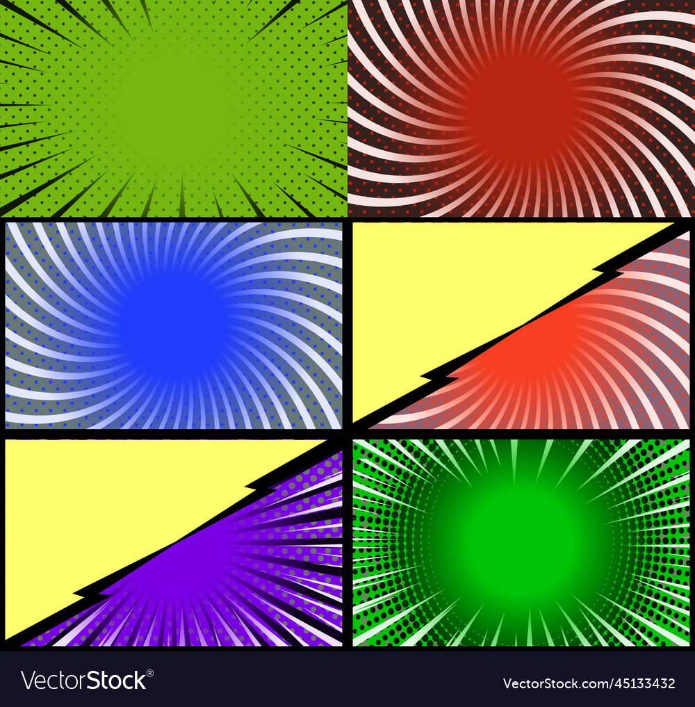 Comic book colorful frames background with rays Vector Image
