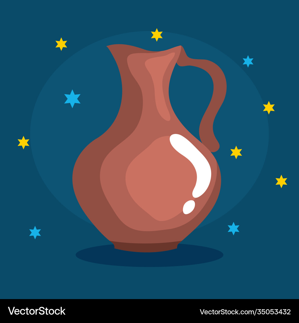 Happy hanukkah oil pitcher design Royalty Free Vector Image