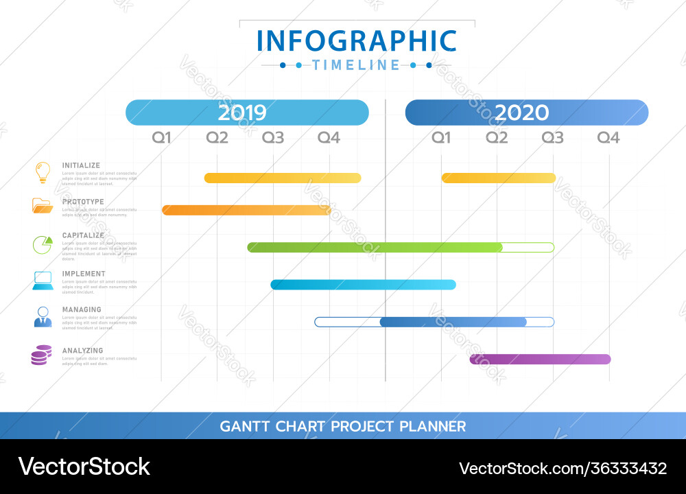 Infographic modern timeline calendar with grantt Vector Image