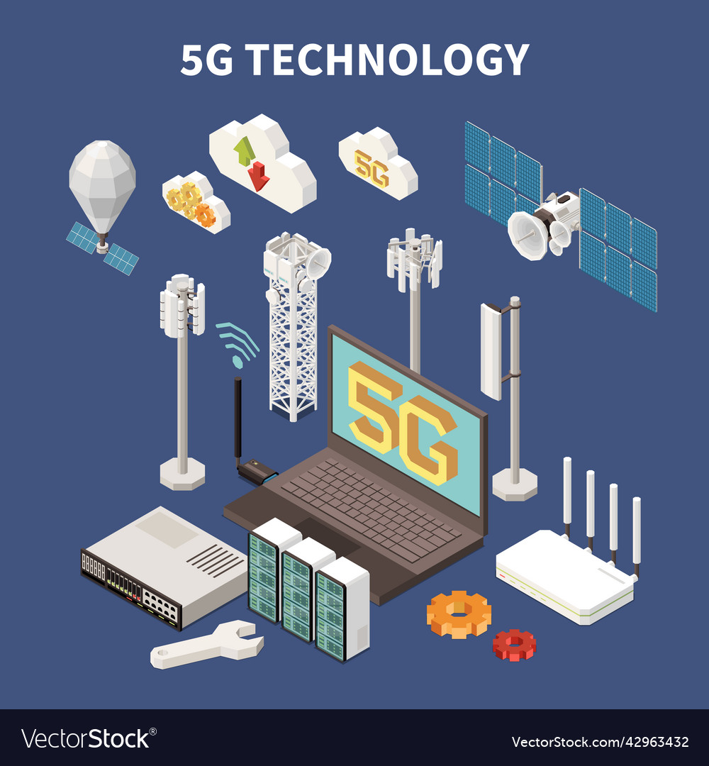 Internet isometric composition Royalty Free Vector Image