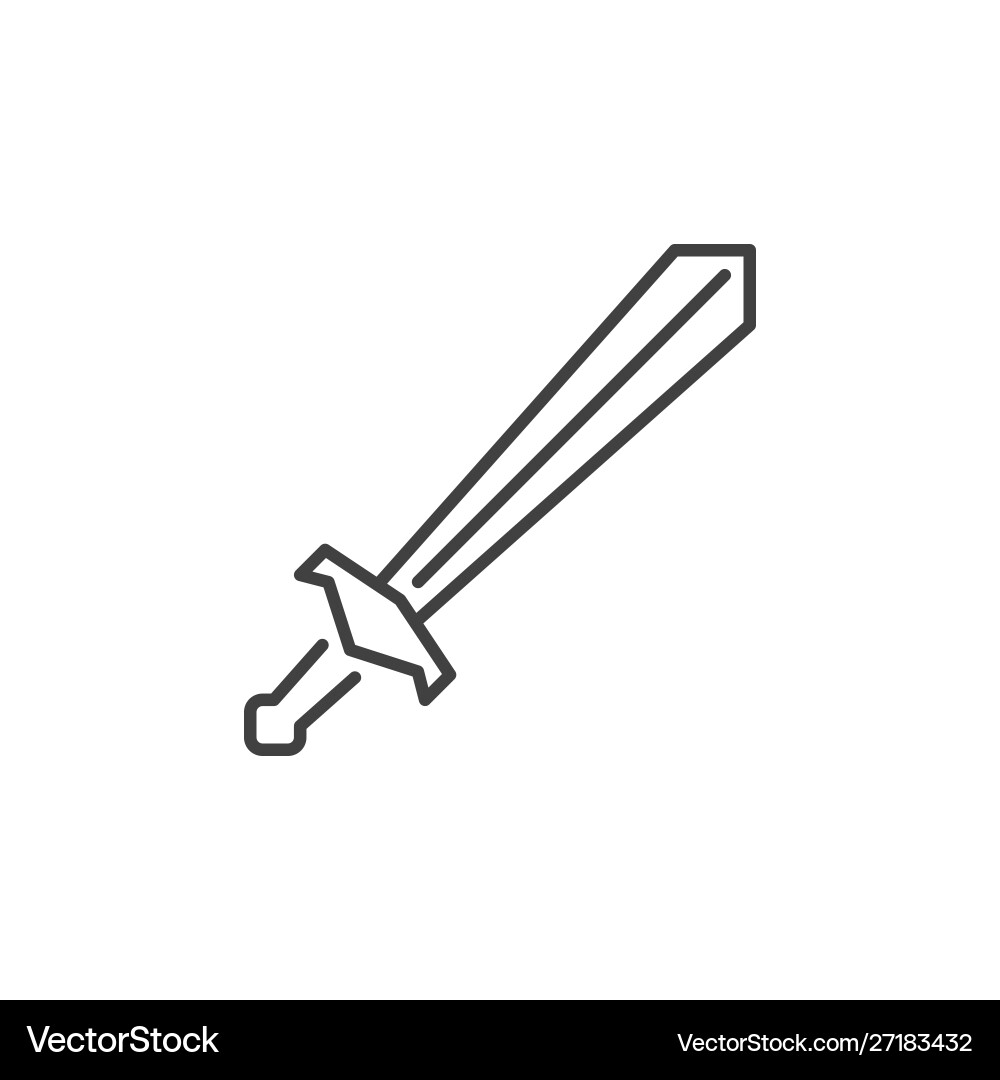 Old sword concept icon in outline style Royalty Free Vector