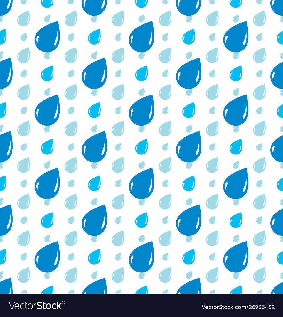 Rain drops falling seamless pattern blue colored Vector Image