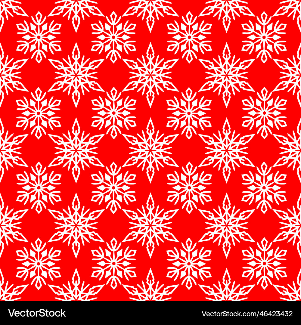 Seamless pattern of white snowflakes on a red Vector Image