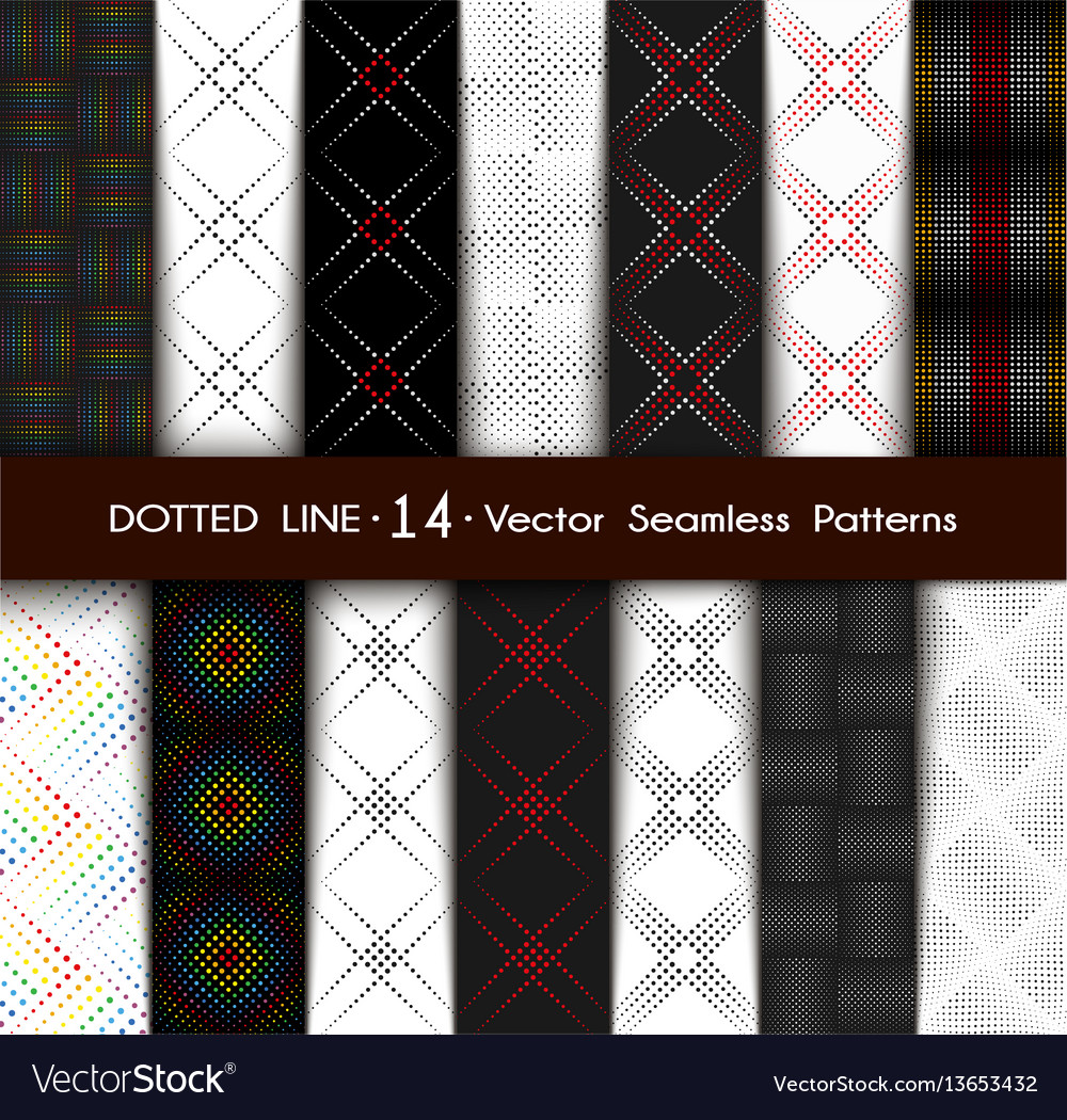 Set dotted line seamless patterns Royalty Free Vector Image