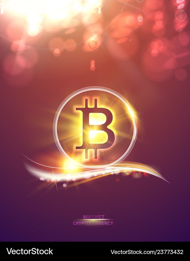 Shining bitcoin symbol light bokeh and sparks Vector Image
