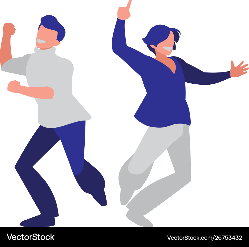 Young dancers couple disco style characters Vector Image
