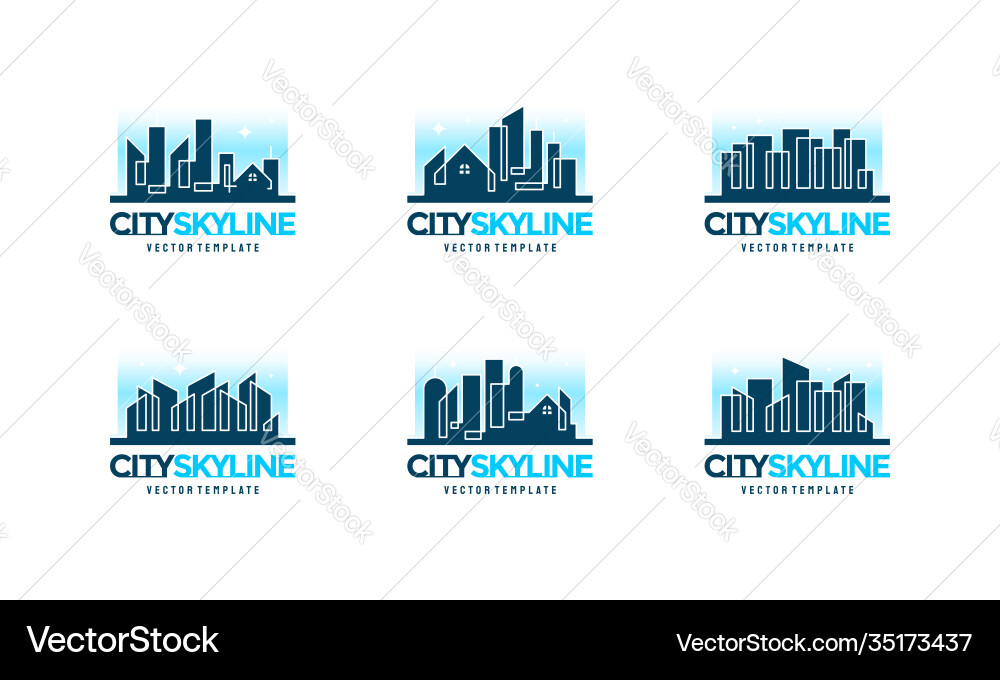 City skyline line art building construction Vector Image