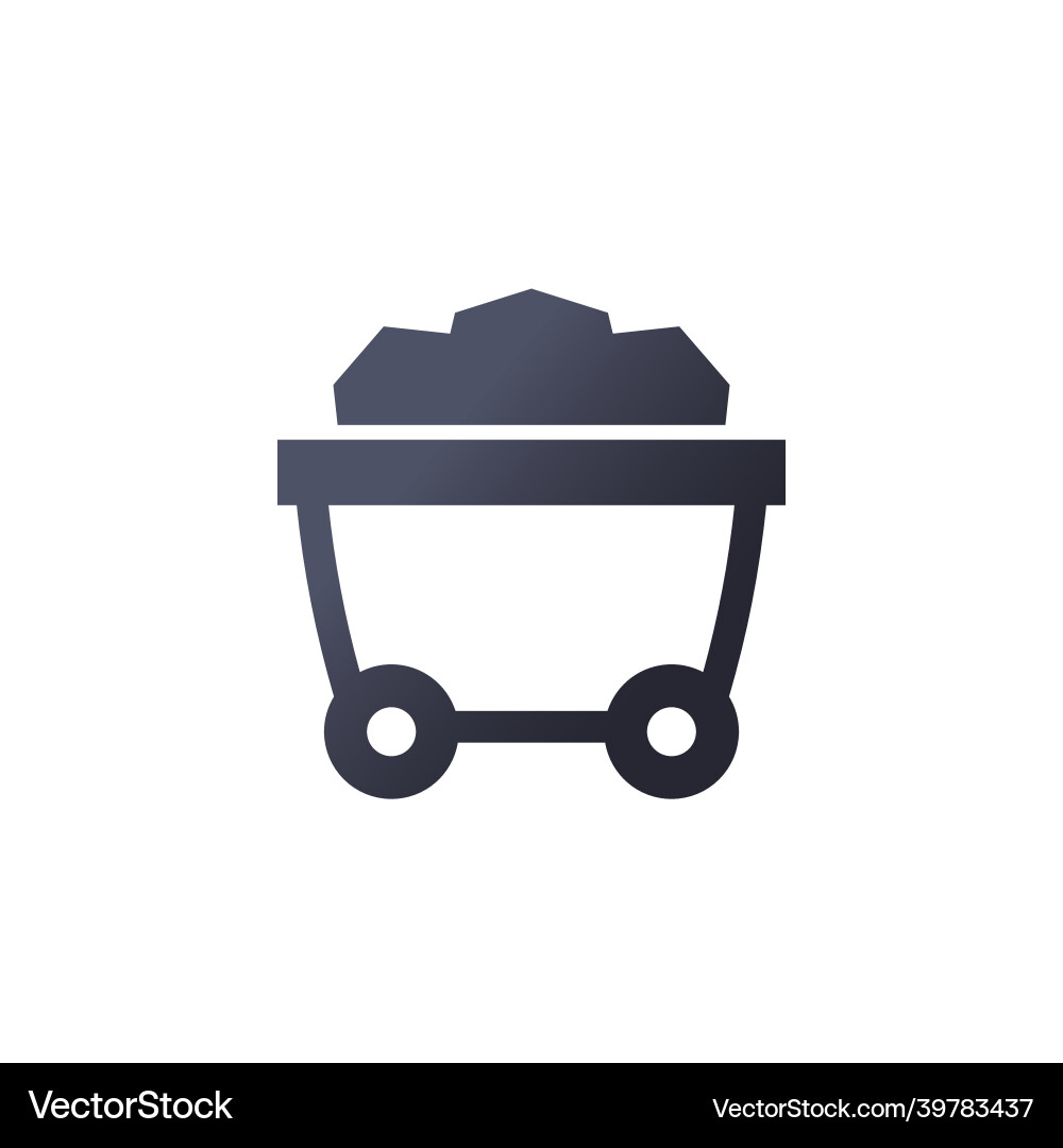 Coal minecart mine wagon icon on white Royalty Free Vector