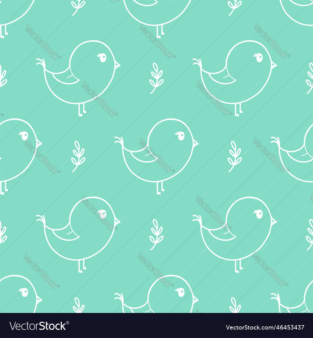 Cute spring bird seamless pattern Royalty Free Vector Image