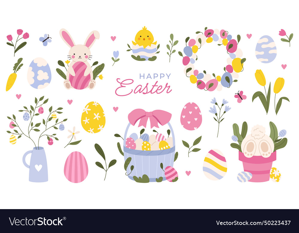Easter spring set Royalty Free Vector Image - VectorStock