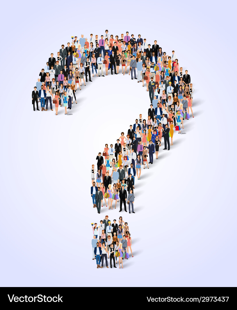 Group of people question poster Royalty Free Vector Image