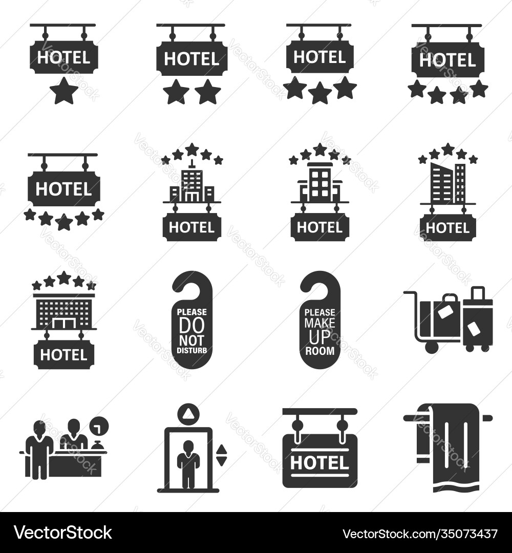 Hotel icon set in flat style booking on white Vector Image
