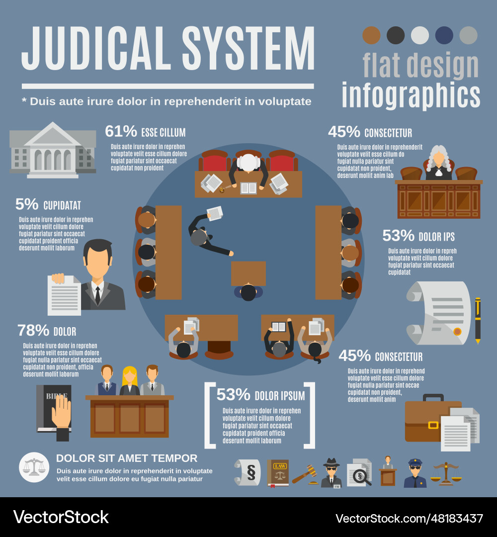Law infographics set infographics set Royalty Free Vector