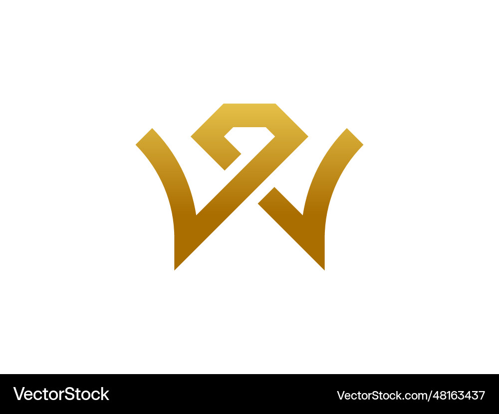 Luxury letter w diamond logo design Royalty Free Vector