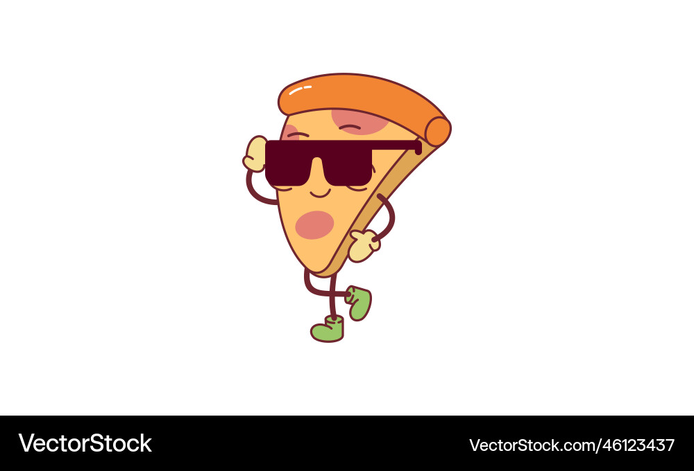 Pizza in retro cartoon style Royalty Free Vector Image