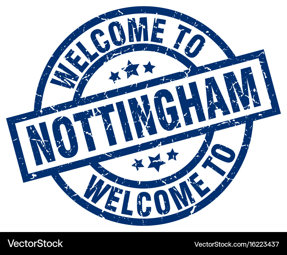 Welcome to nottingham blue stamp Royalty Free Vector Image