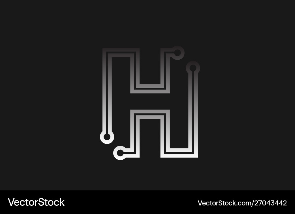 Black and white line alphabet letter h Royalty Free Vector
