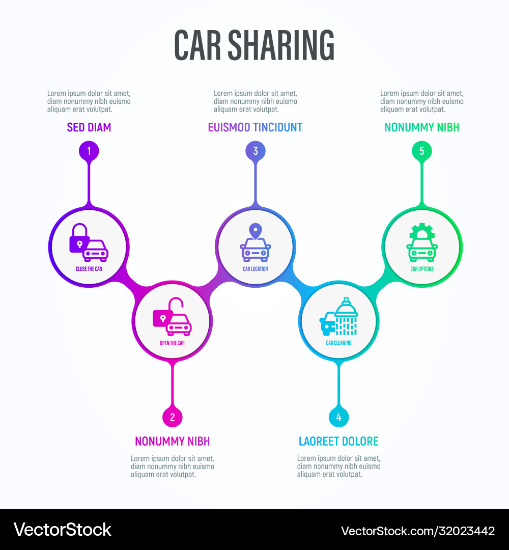 Car sharing infographics with thin line icons Vector Image