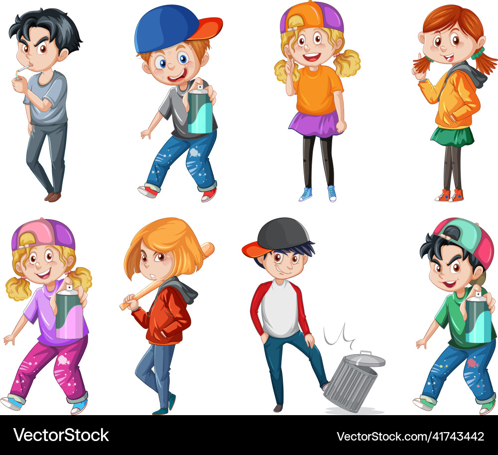 Cute girl standing on white ground Royalty Free Vector Image
