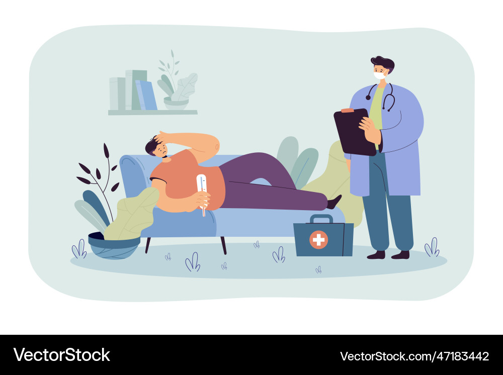 Doctor seeing patient at home Royalty Free Vector Image