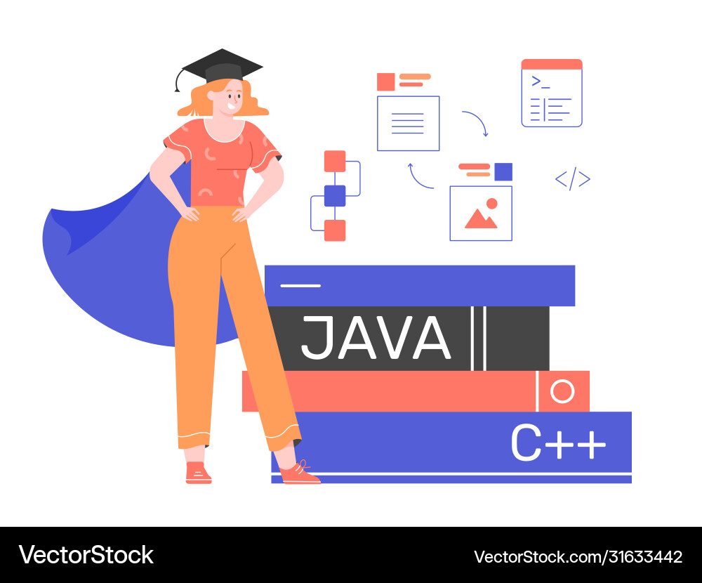 Girl is a graduate programmer courses university Vector Image