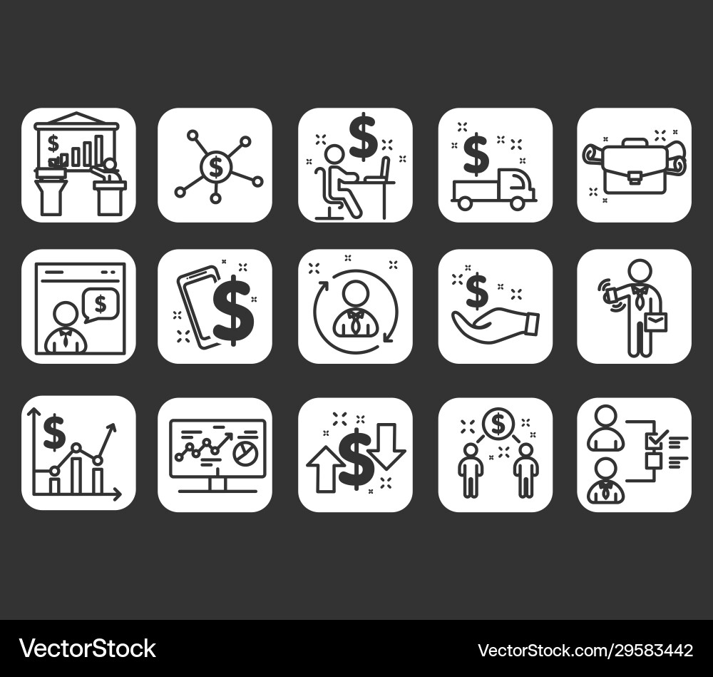 Icons set business economic Royalty Free Vector Image