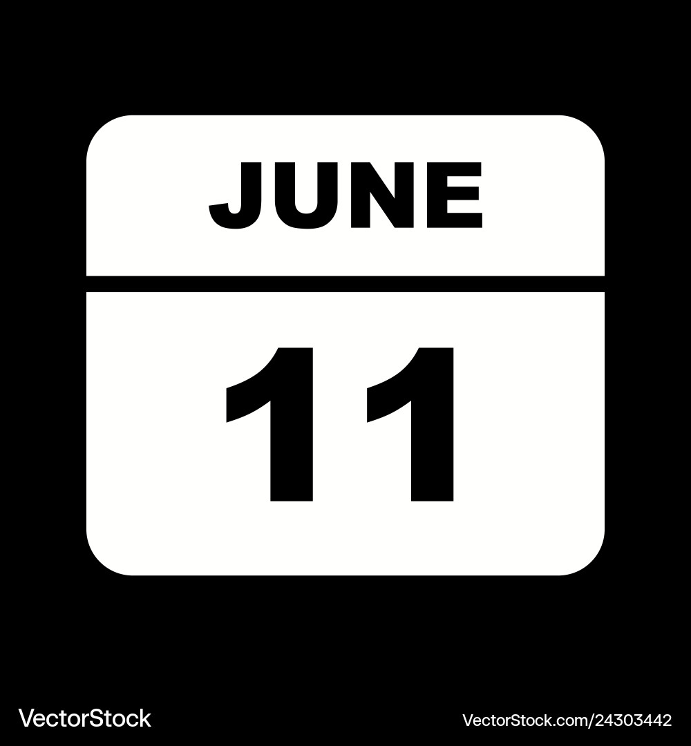 June 11th date on a single day calendar Royalty Free Vector