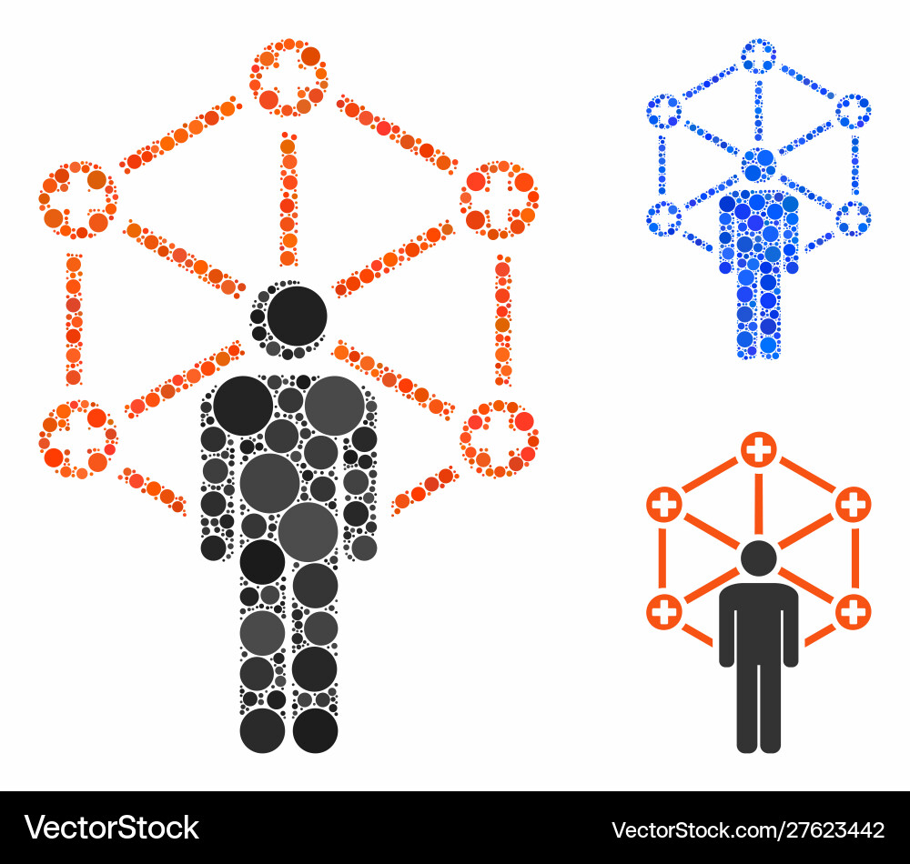 Medical network administrator mosaic icon round Vector Image