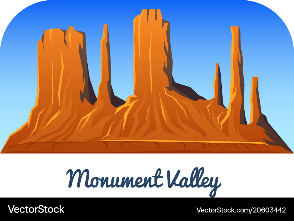 Monument valley mountains and peaks landscape Vector Image