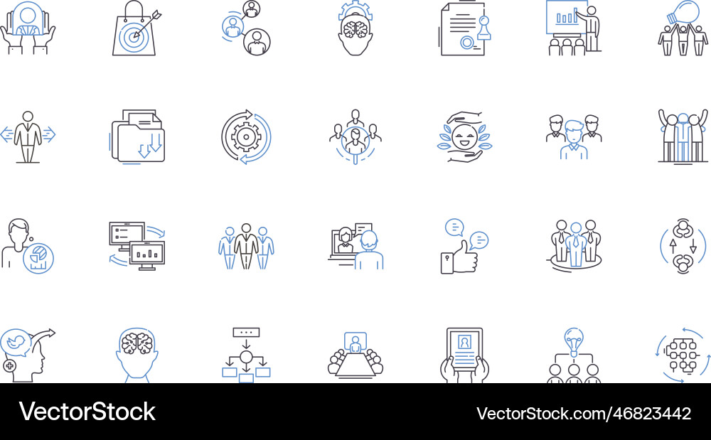 Organization team line icons collection Royalty Free Vector