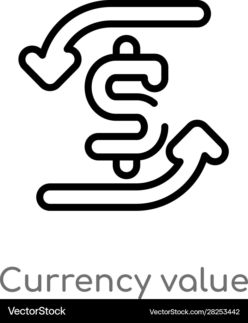 Outline currency value icon isolated black simple Vector Image