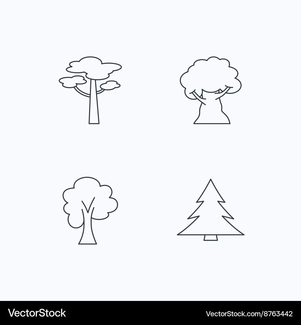Pine tree maple and oak-tree icons Royalty Free Vector Image
