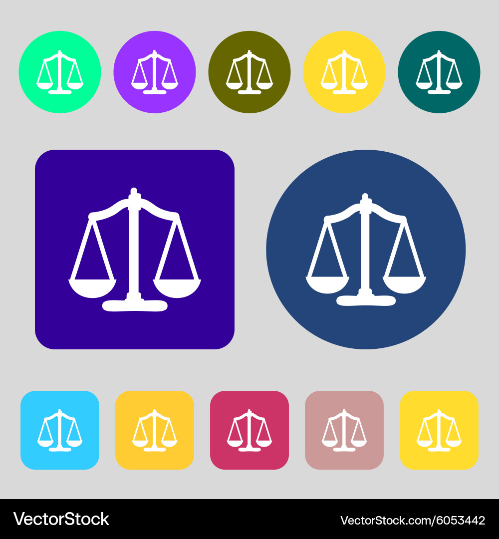 Scales balance 12 colored buttons flat design Vector Image