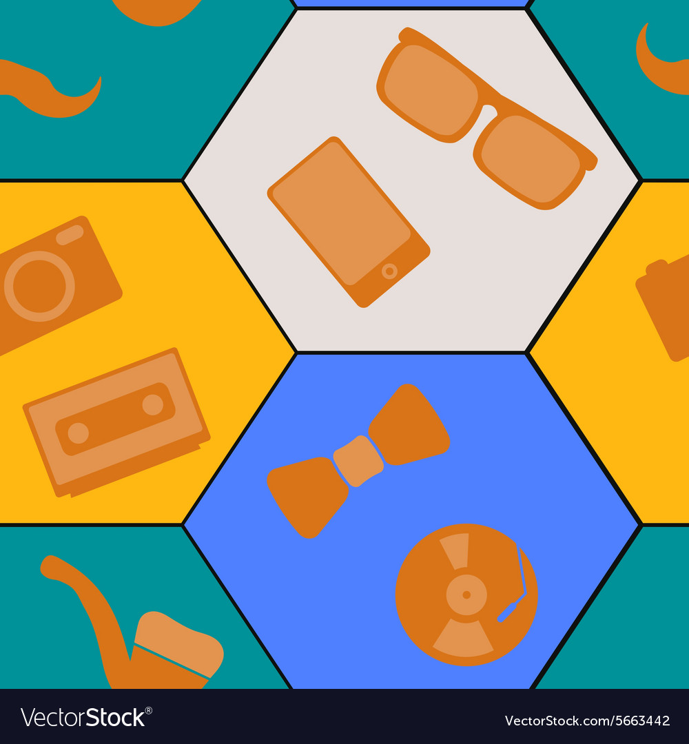 Seamless background with different hipster objects