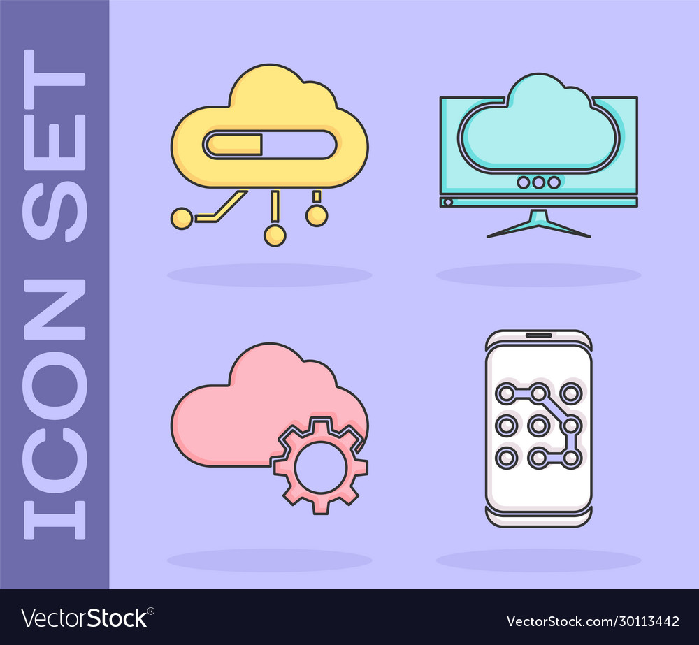 Set Mobile And Graphic Password Protection Vector Image