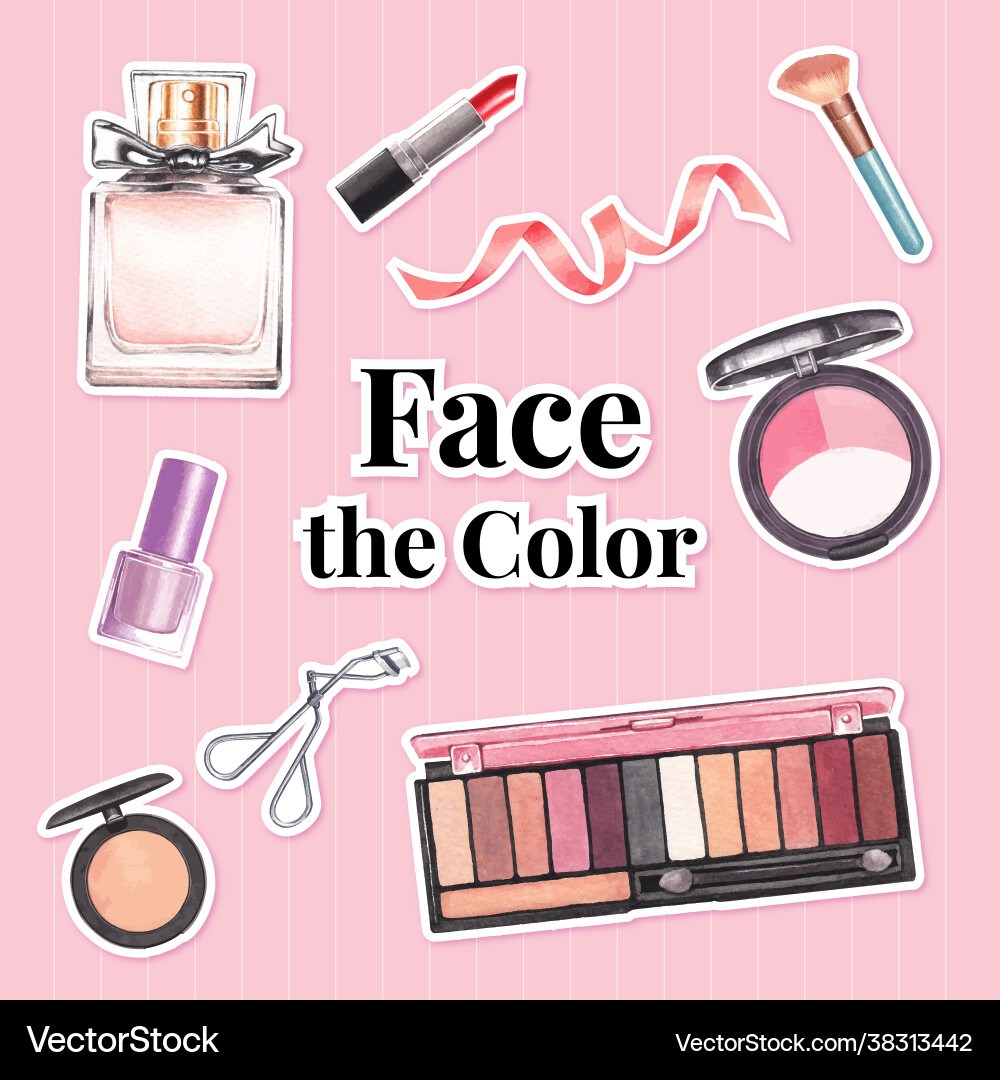 Sticker with makeup concept design for advertise Vector Image