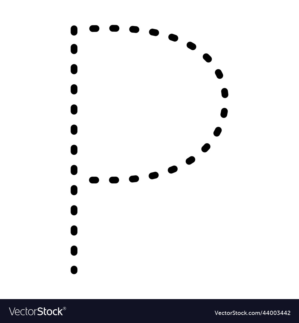 Tracing Alphabet Letter P Prewriting Dotted Line Vector Image