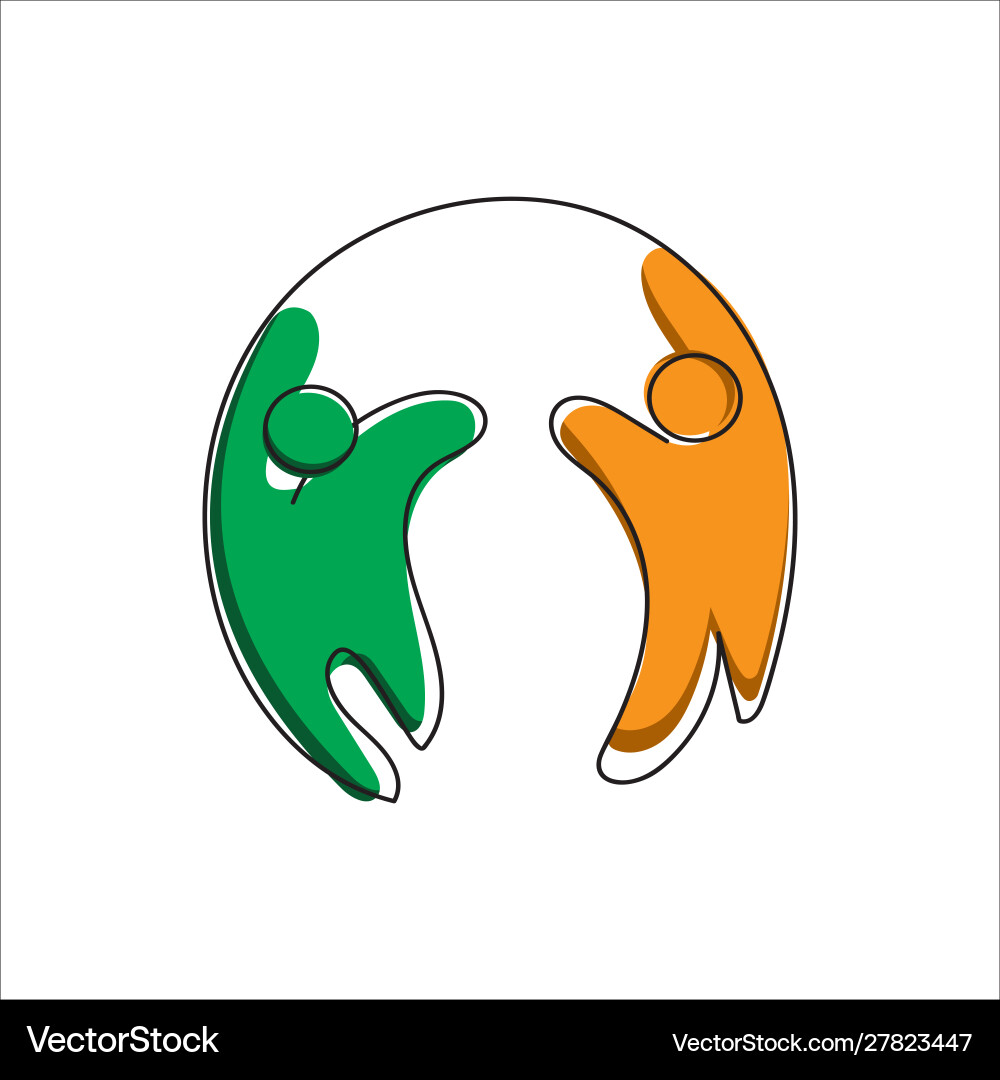 Abstract 2 two happy people logo template design Vector Image