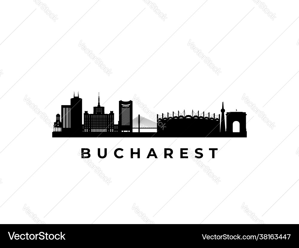 Bucharest skyline travel famous Royalty Free Vector Image