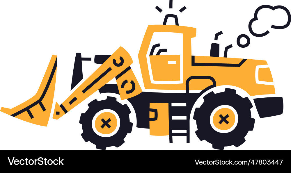 Bulldozer or dozer as construction equipment and Vector Image