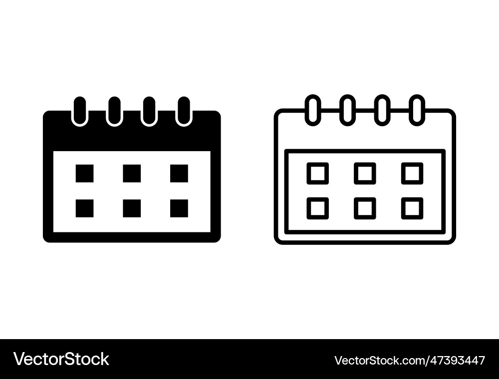 Calendar icon set calender symbol icon Royalty Free Vector