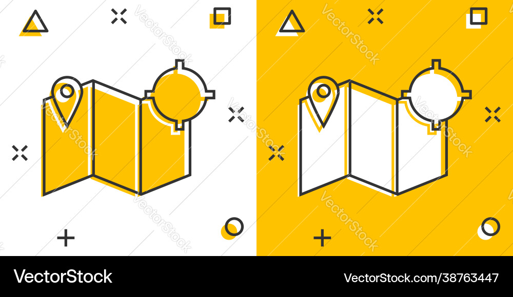Cartoon map pin icon in comic style location gps Vector Image