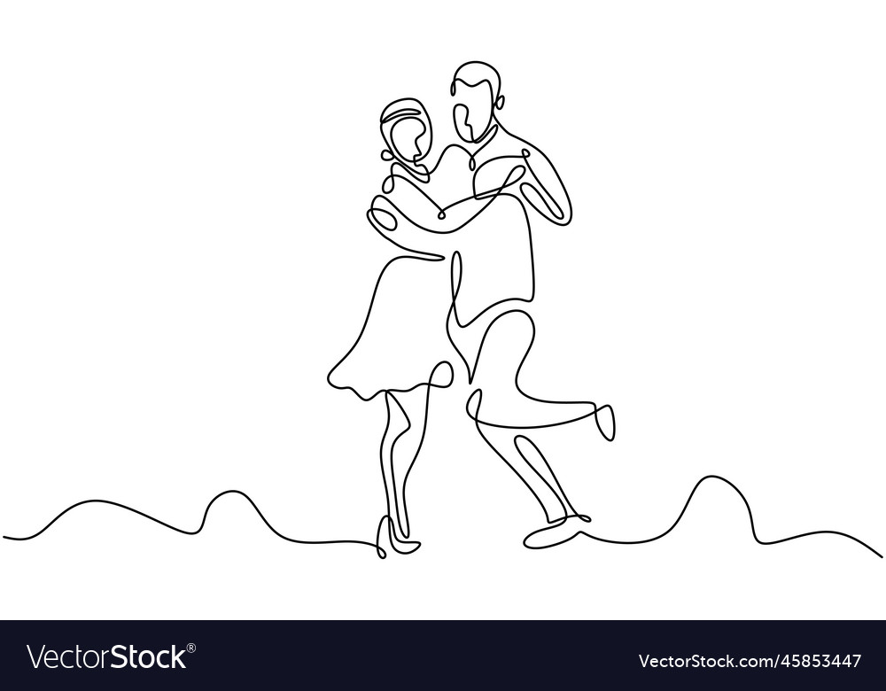 Continuous One Line Drawing Of Couple Dance Man Vector Image