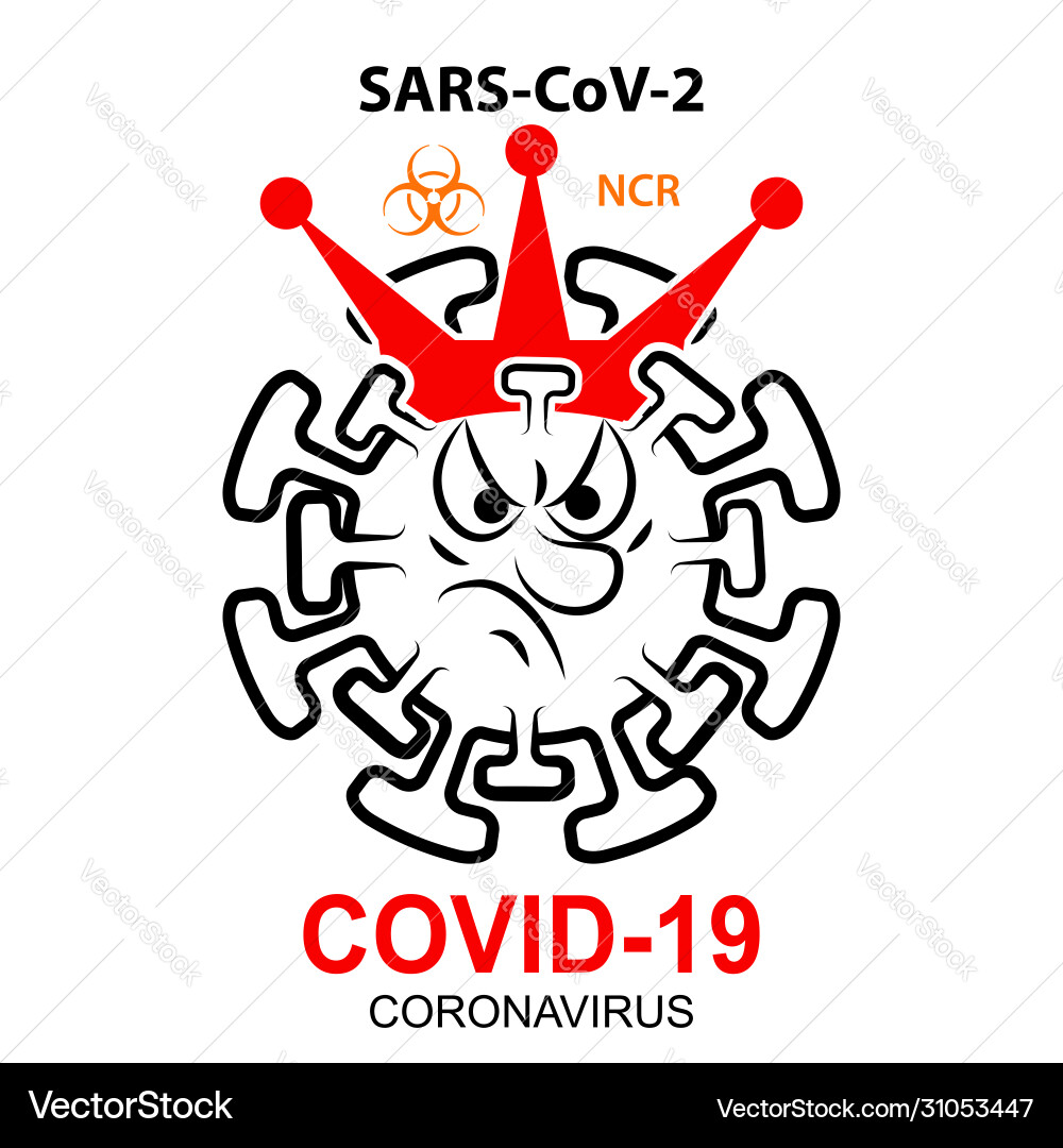 Coronavirus sars-cov-2 with crown hand drawing Vector Image