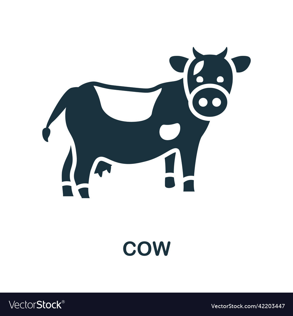 Cow icon monochrome simple icon for templates Vector Image Cow icon monochrome simple icon for templates Vector Image